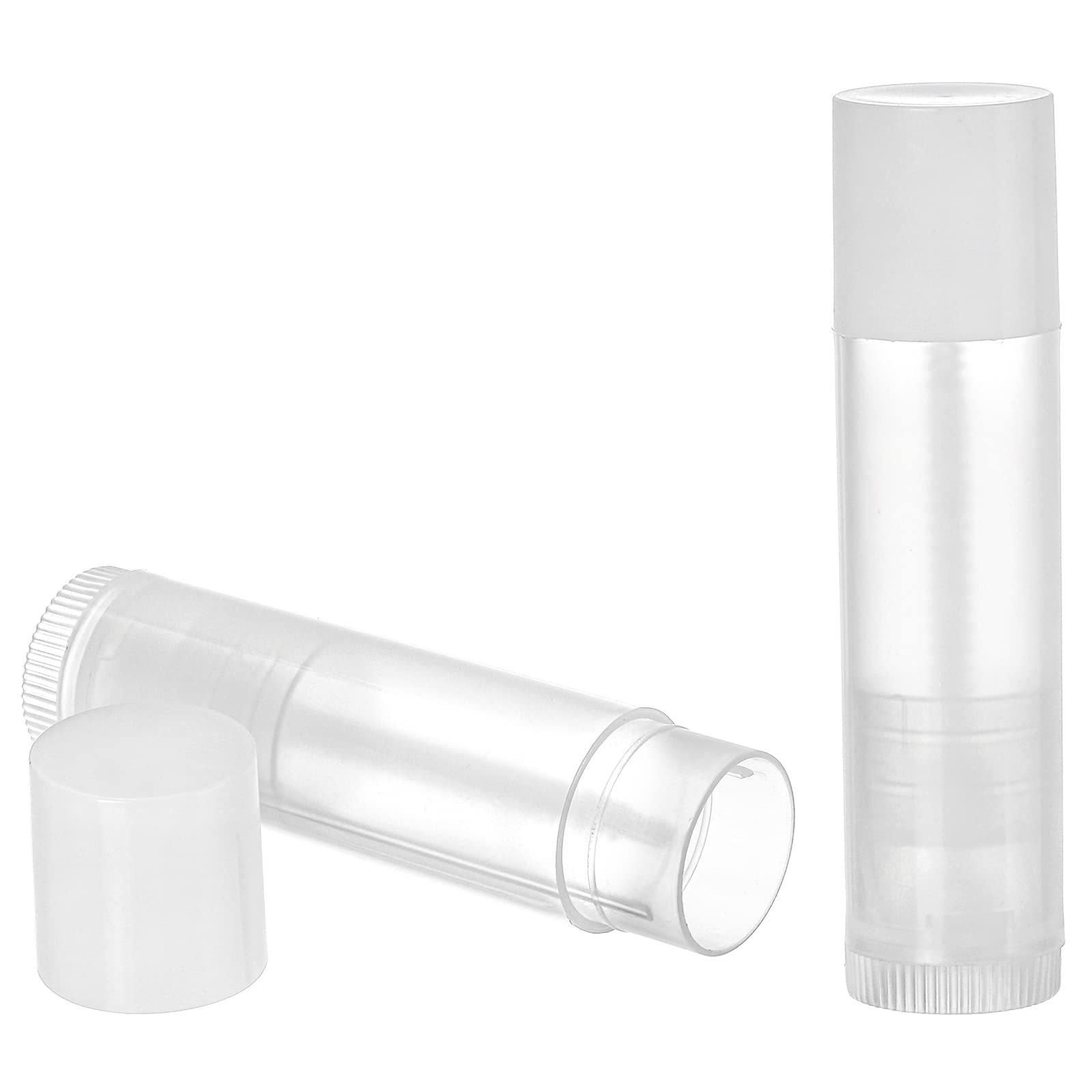 Bekith 100 Pack 5.5ml Clear Empty Lip Balm Tubes with White Caps