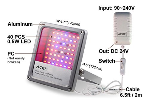 ACKE LED Grow Lights Full Spectrum,Plant Lights,Growing Lamps 12W for Indoor Plants,Hydropoincs