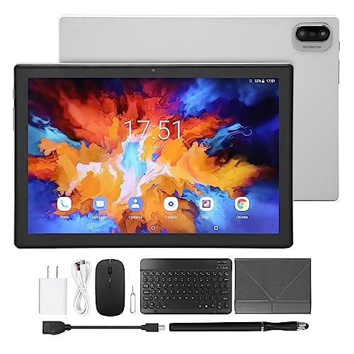 10.1in Tablet, 12GB RAM 256GB, 1920x1200 MT6755 8 Core, with Mouse Keyboard, 4G Call 5G WiFi, 8800mAh Battery 100β240V US Plug (White)