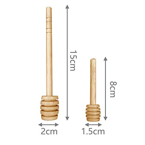 2 Pack Wooden Honey Dipper Mini Honey Dipper Sticks Honey Dippers Jam Muddler Syrup Stirrer for Honey Jar Dispense Drizzle Honey (2 Size)