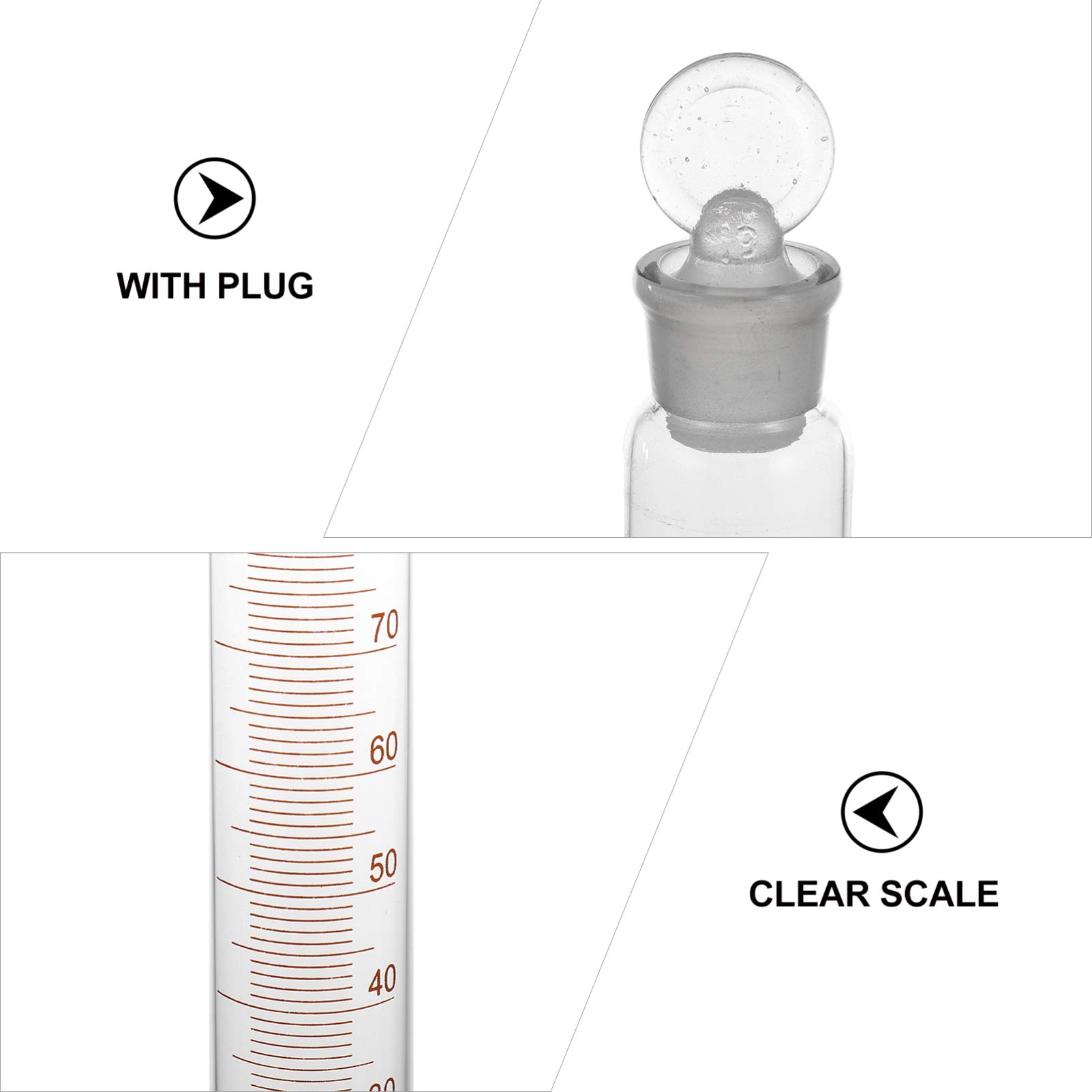 Baluue 5Pcs Glass Graduated Measuring Cylinder with Stopper Metric Scale Measuring Cup Conical Beaker Liquid Dispenser Experiment Tool for School Science 10/20/ 25/50/ 100ML
