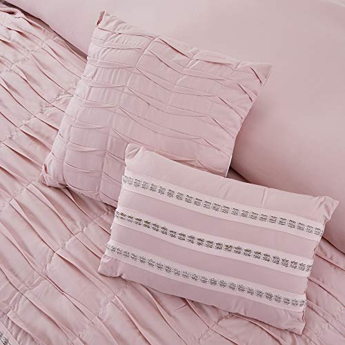 Amrapur Overseas Antonella 8-Piece Pleated Comforter Set (King, Mauve)