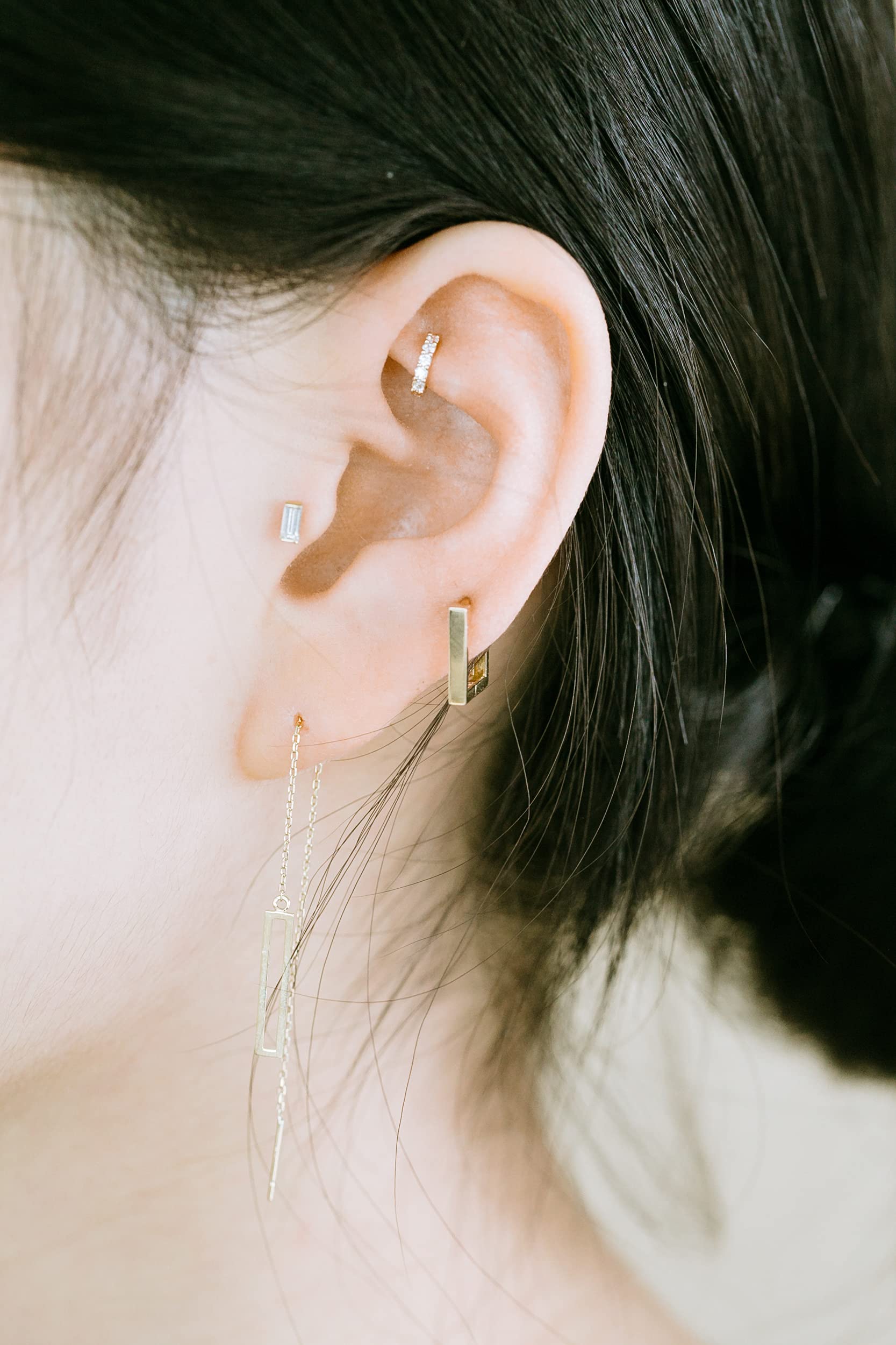 14K Real Solid Gold Jewelry Cz 7mm Open Round Circle Tragus Cartilage Snug Inner Outer Conch Daith Helix Ear Segment Clicker Huggie Hoop Ring Piercing Earring For Women