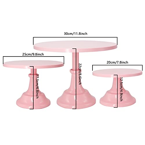 3-Set Round Cake Stand Metal Dessert Cupcake Candy Display for Weddings, Birthday Party, Baby Shower, Anniversary(Pink)