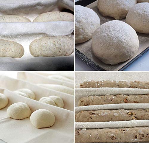 Bread Lame Set Hand Crafted with 5 replacement blade and Leather Protective Cover professional 100% Pure Cotton Pastry bakers dough couche proofing cloth for French Baguette loaves loaf (Lager Cover)
