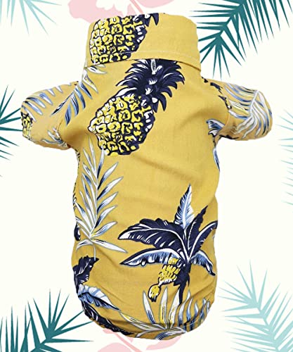 3 Pack Hawaiian T Shirts for Dog Button Up Summer T-Shirts Breathable Hawaii Clothes Small Puppy Cool Tee Shirt Beach Coconut Floral Printed Camp Polo Vacation Clothes