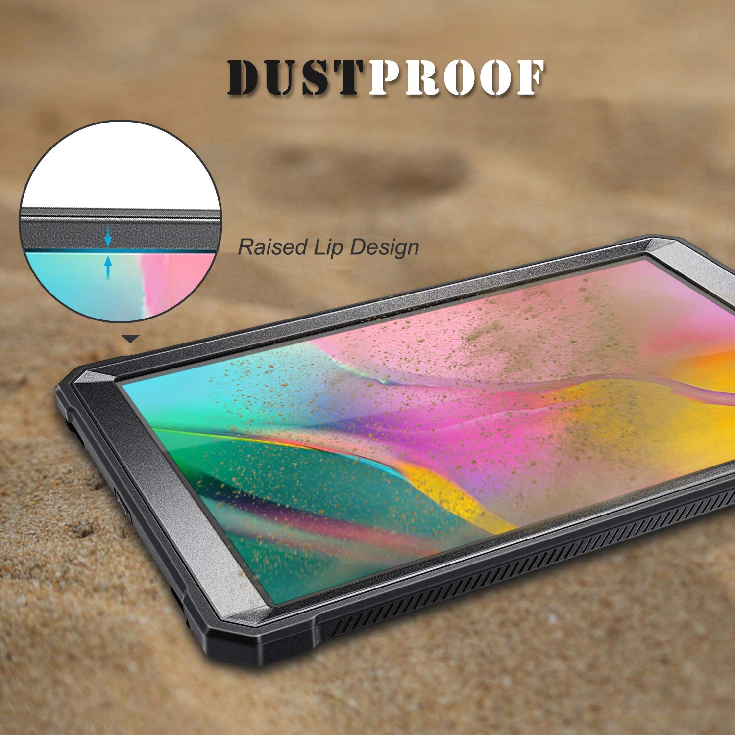 Fintie Shockproof Case for Samsung Galaxy Tab A 10.1 2019 Model SM-T510 / T515 / T517, Tuatara Rugged Unibody Hybrid Full Protective Bumper Kickstand Cover with Built-in Screen Protector, Black
