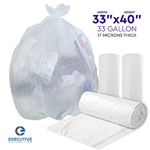 33 Gallon Trash Bags - 100 Count - 33" x 40" Clear Plastic Garbage Bags Tall Can Liners - Cleaning Products for Home, Office Bulk Trash, Light Residential or Commercial Waste, Indoor and Outdoor Use