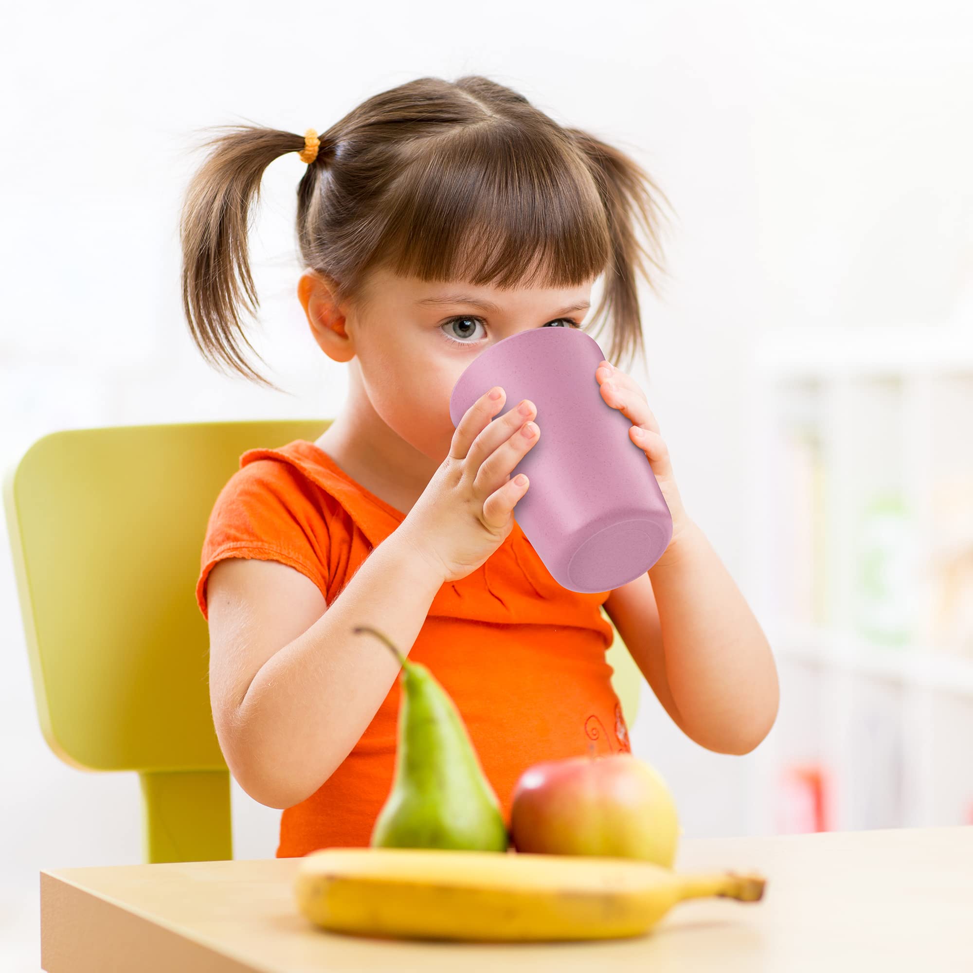 Bamboo Cups for Kids and Adults - Set of 6 – 10 oz Toddler Cups for Drinking, Smoothie, Snack - Dishwasher Safe Dinnerware - Eco Friendly Non Toxic BPA Free Reusable Cup - Safe for Young Children