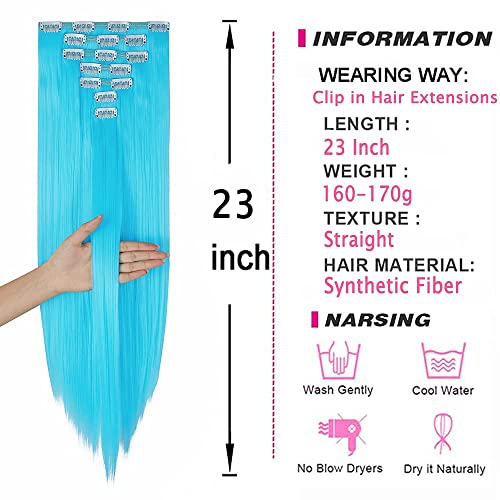 OMGREAT 23 Inch 7Pcs 16Clips Clip in Hair Extensions for Women Beauty Long Straight Thick Hair Extensions Ash Blonde