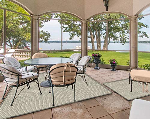 5'x12' - Limestone, Waffle Pattern - Indoor/Outdoor ECO-Friendly DuraKnit Pile & Loop Carpet Area Rugs & Runners