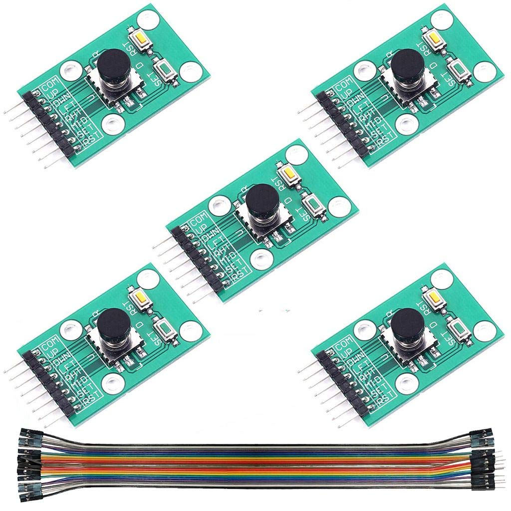 DAOKI 5Pcs Button Module Rocker Five Direction Button Module Navigation for MCU AVR Game 5D Rocker Joystick Independent Keyboard for Arduino Joystick Module 5-Channel with Dupont Wire