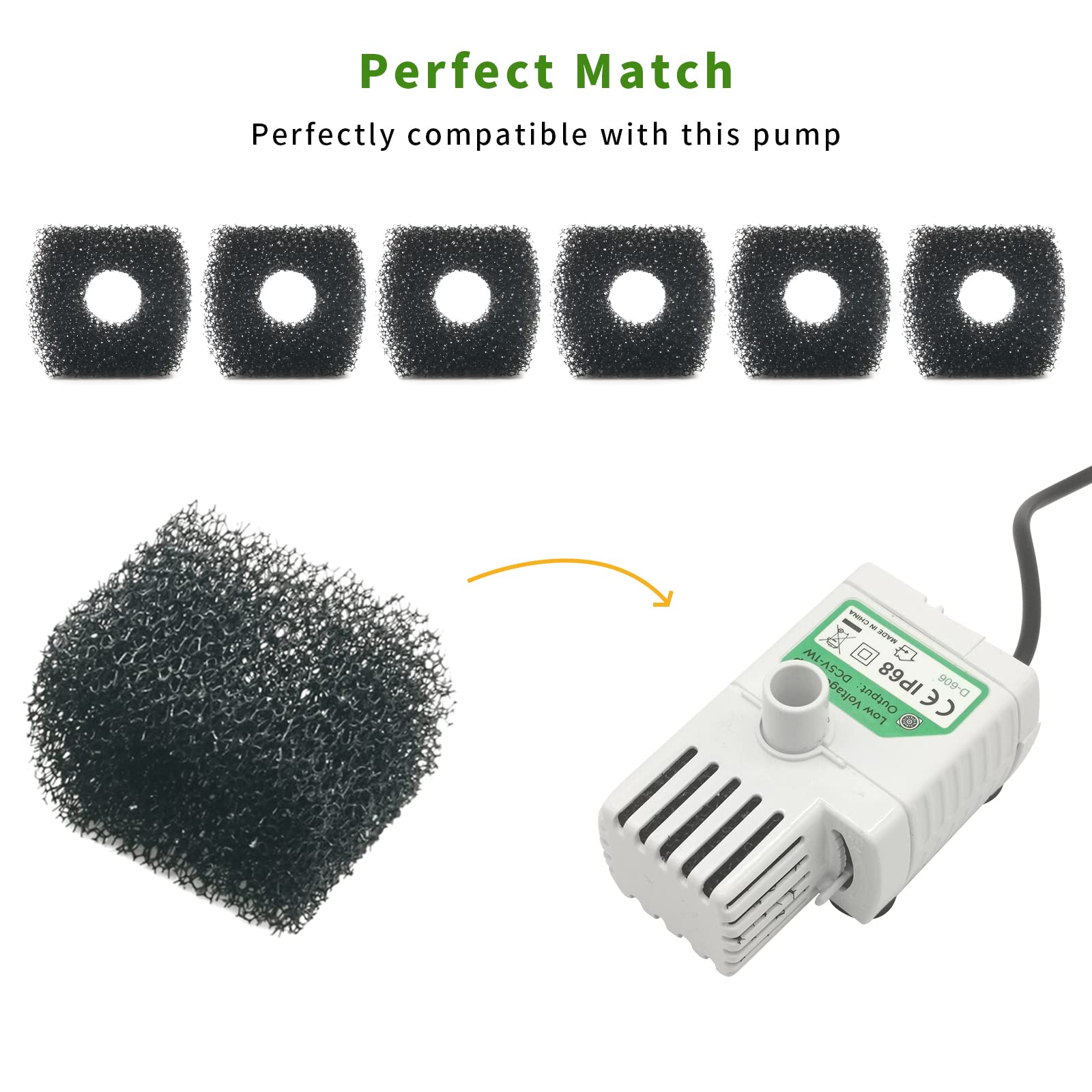 12 Pack Cat Water Fountain Foam Filters, Pre Filter Sponge Replacement for 67oz/2L Pet Fountain, Compatible with D30 D60 Pump