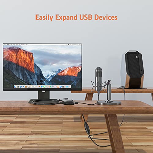 Alxum USB 3.0 Extension Cable 50FT, Active USB Extension Cable Male to Female Long 15Meter, USB 3.0 Extender Cord with 2 Signal Boosters for Printer, Webcam, Xbox, Keyboard, with 5V2A Power Adapter