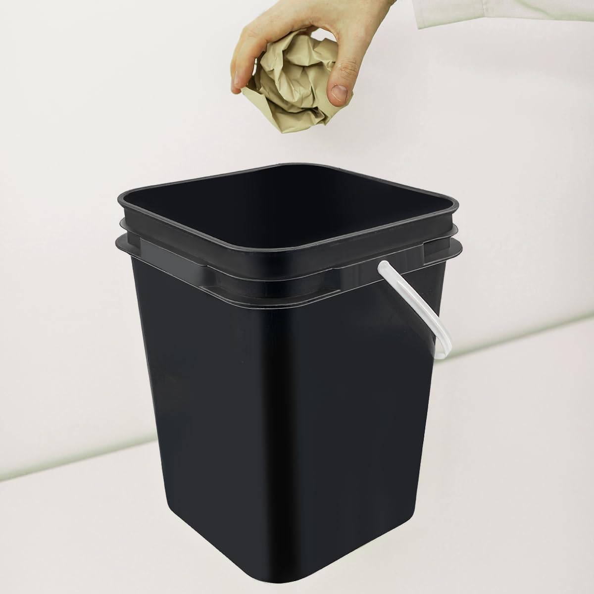12 Pcs 5 Gallon Square Bucket with Lid and Plastic Handle Storage Food Container Industrial Bucket(with DIY Label Stickers Towel and Brush) for Multi-Purpose Art Paint Storage Bucket Crafts