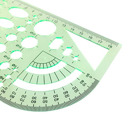 2PCS Plastic Green Measuring Templates Geometric Rulers for Office and School, Building formwork, Drawings templates