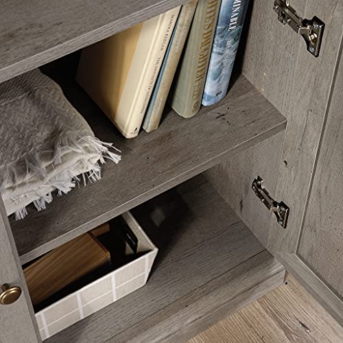 Sauder Bookcase with Doors, L: 35.28" x W: 13.23" x H: 69.76", Mystic Oak finish