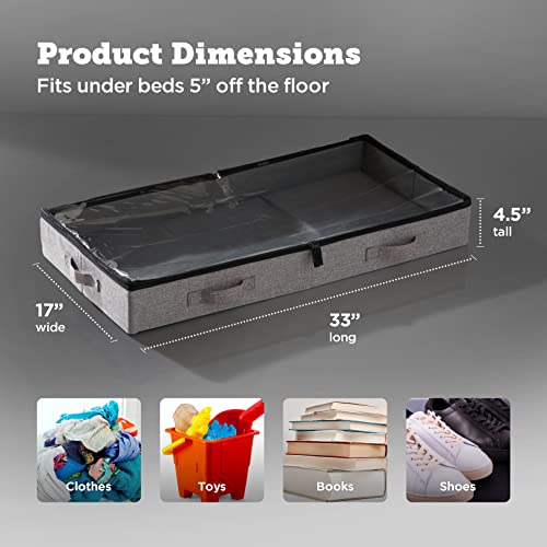 storageLAB Underbed Storage Containers, Storage Bin for Clothes, Blankets, Shoes and Pillows, Closet, Home, and Bathroom Organization