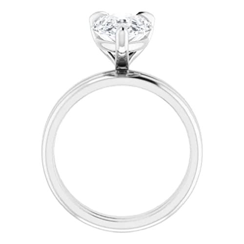 10K Solid White Gold Handmade Engagement Ring 3 CT Pear Cut Moissanite Diamond Solitaire Bridal Wedding Ring Set for Her Women Minimalist Anniversary Propose Gifts