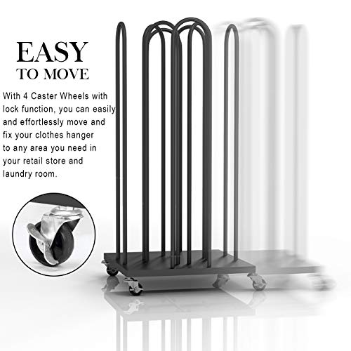 Hanger Organizer Stacker,4 in 1 Hanger Rack Stand with Swivel Caster Wheels for Laundry Room, Retail Store (Black, 1)