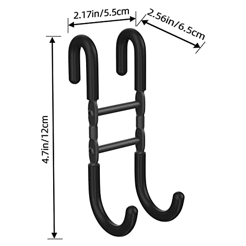 3 Pack Over Shower Door Hooks,Black Towel Hooks for Bathroom Frameless Glass Shower Door and Kitchen,for Bathing Suits,Robe,Towel,Squeegee,Loofah