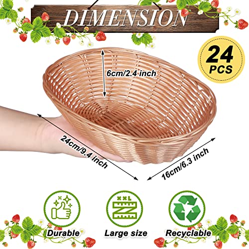 24 Pack Plastic Oval Basket Small Fruit Bread Basket Food Storage Basket Bin for Gifts Empty Home Kitchen Restaurant Food Serving Storage Display Decor