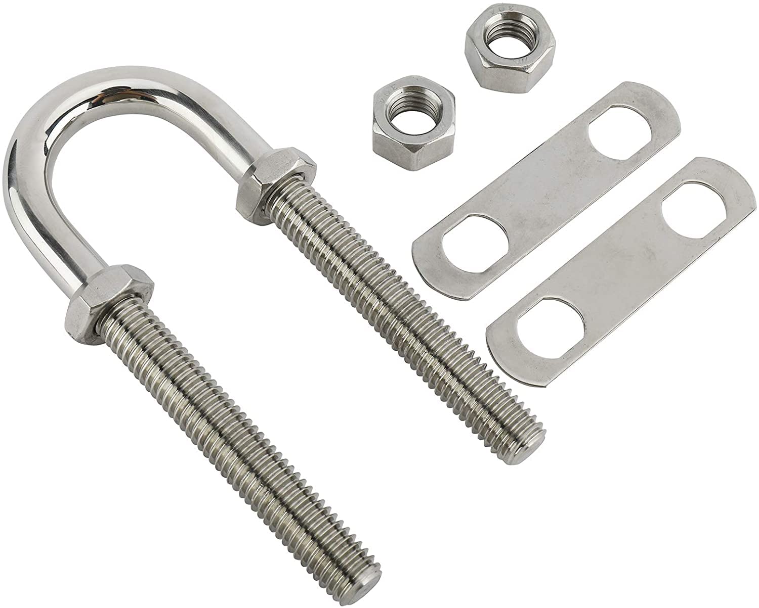 YaeMarine 2-Pack 3/8" Dia Stainless Steel Marine Boat Stern Bow Eye Tie Down U Bolt Thread Length 2-1/2", 3", 3-1/2" Option (3/8" Dia x 3-1/2" Thread Length, 5" Overall Length)