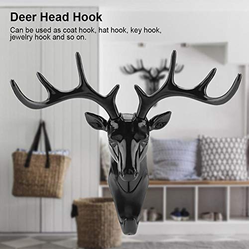 Hanger Rack Deer Hook, Deer Hook Holder, Wall Mount Plastic Antler Hook for Living Room Wall Decoration Home Room Decor Bathroom(Black)