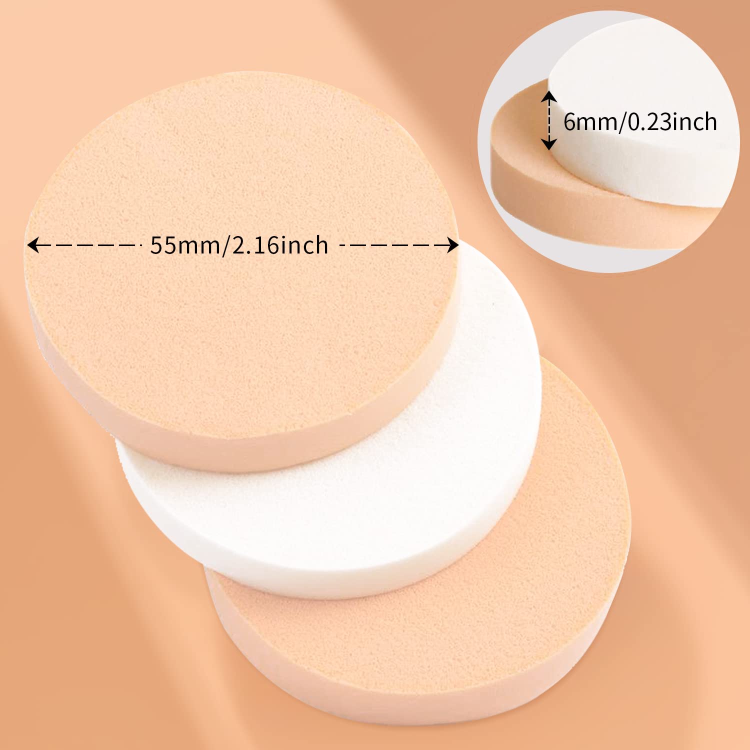 12-Pack Round Makeup Sponges for Foundation - Face Cosmetic Sponges Puff Soft Round Makeup for Liquid Foundation Cream Powder Concealer - Wet Dry Use