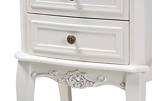 Baxton Studio Darla Classic and Traditional French White and Cherry Brown Finished Wood 2-Drawer Nightstand