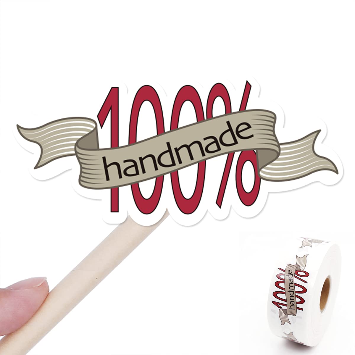 Wailozco 100% Handmade Stickers,Thank You Stickers,Handmade Stickers,Small Shop Stickers,Envelopes Stickers for Small Business, Online Retailers,Handmade Goods,500 Labels Per Roll
