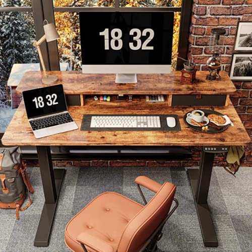 FEZIBO Height Adjustable Standing Desk Frame, Electric Standing Desk Legs for 43.4 inches to 62.9 Inches Desk Tops, Sturdy Stand up Desk Base for Workstation,Black (Frame Only)