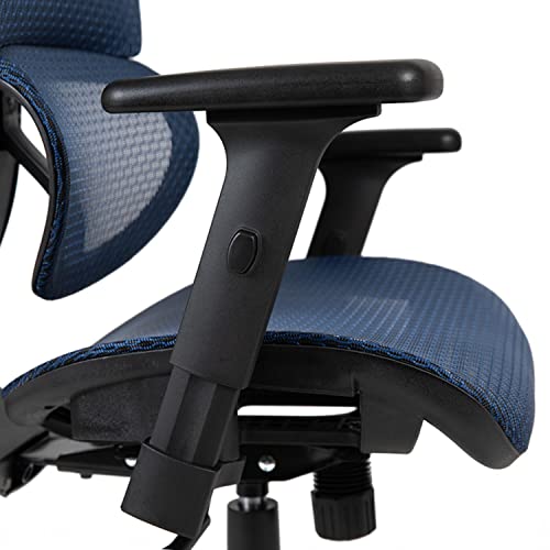 Flash Furniture LO Ergonomic Mesh Office Chair with 2-to-1 Synchro-Tilt, Adjustable Headrest, Lumbar Support, and Adjustable Pivot Arms in Blue