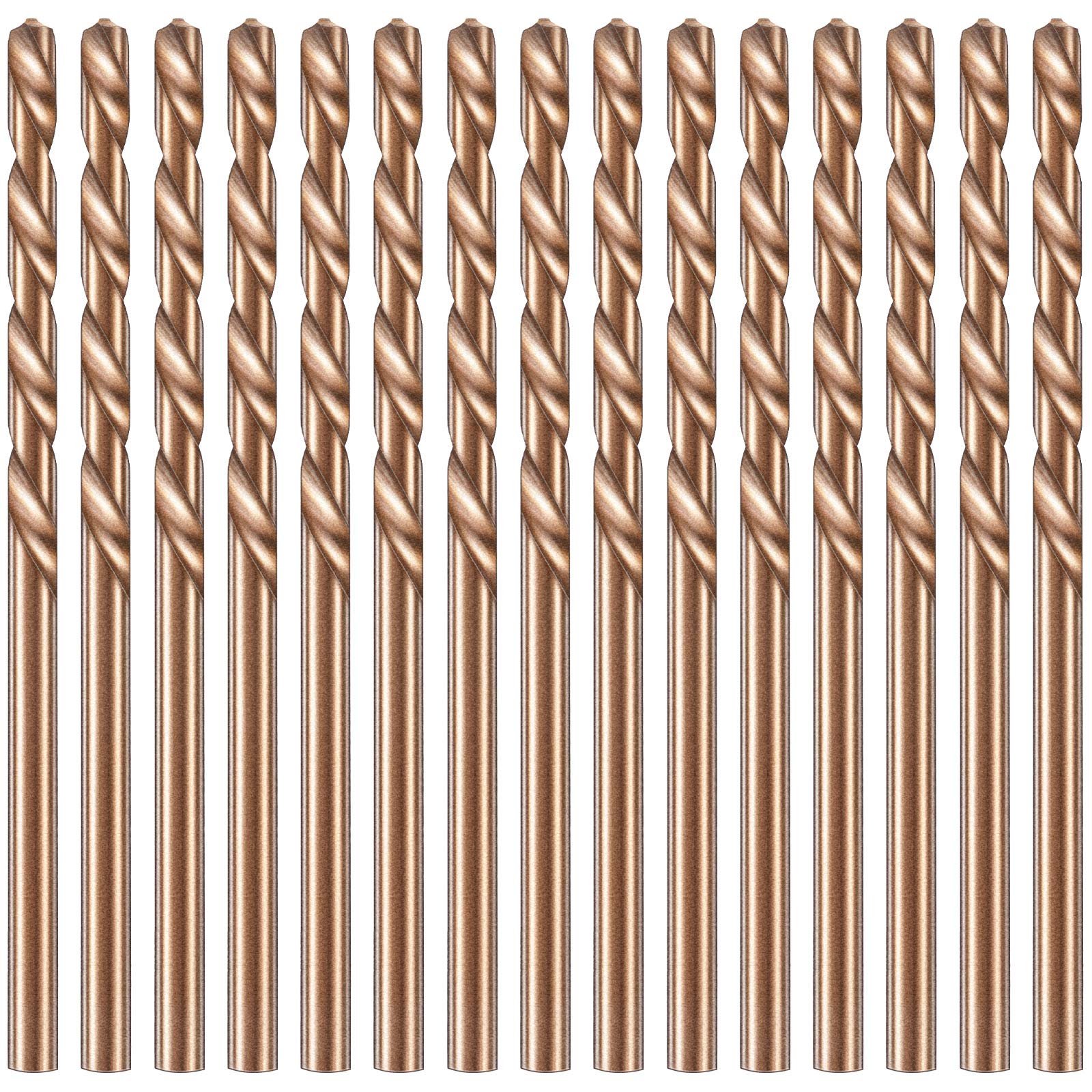 15 Pieces Cobalt Drill Bit Set M35 High Speed Steel Twist Drill Bit Set for Hardened Metal Stainless Steel Cast Iron Woodwork Plastic (1/8 Inch)