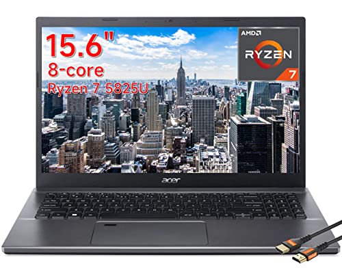 Acer Aspire 5 15.6" Slim Laptop Octa-core AMD Ryzen 7 5825U AMD Radeon Graphics Backlit KB USB Type-C Long Battery Life Windows 11 Home 64-bit W/HDMI (16GB RAM | 512GB SSD)