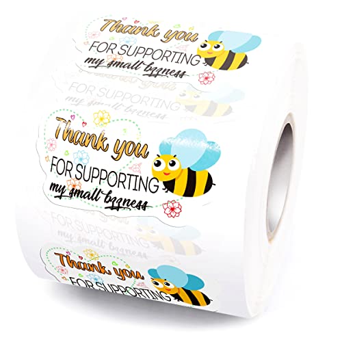 Wailozco Thank You Bee Stickers,Thank You Stickers,Handmade Stickers,Small Shop Stickers,Envelopes Stickers for Small Business, Online Retailers,Handmade Goods,500 Labels Per Roll