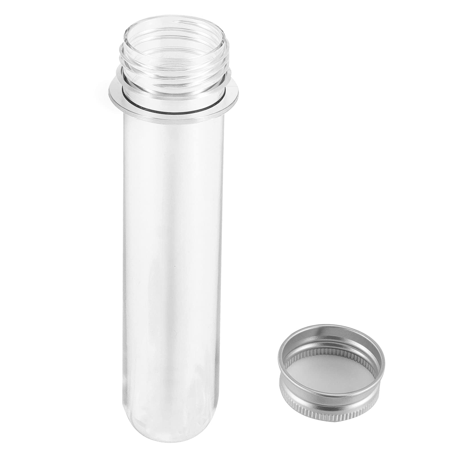 HAKZEON 50 PCS 40ml Plastic Test Tube with Caps,140 x 25 mm Clear Test Tubes with 50 Seal Protection Sheets, for Scientific Experiments, Plant Cultivation,Party Decoration, Candies Salt Container