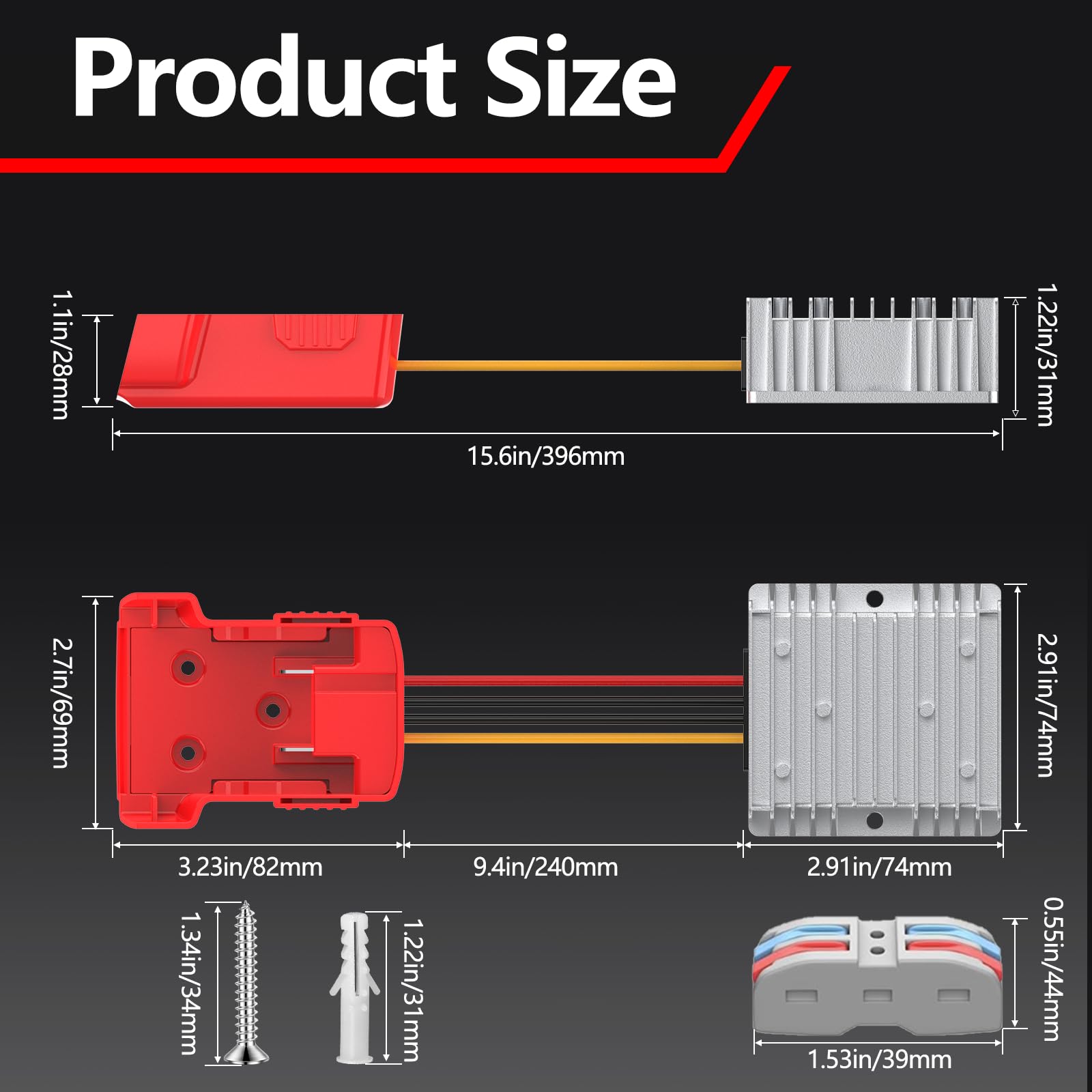 18V to 12V Step Down Converter Aadpter for Milwaukee M18 Batteries, DC 18V to DC 12V 15A 180W Milwaukee Power Wheel Inverter, Buck Boost Voltage Regulator with Low Voltage Protection (No Battery)