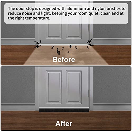 2 Pack Door Draft Stopper, Cuttable Under Door Seal 39” Length, Strong Adhesive Door Sweep for Exterior and Interior Doors(Aluminum)