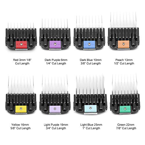 Shernbao Professional Animal Stainless Steel Clip Attachment Guide Comb Set for A5 style Detachable Blade Pet, Dog, Cat, and Horse Clippers (ONLY Snap on Size # 10/15/30,Not compatible with 5-in-1 blades)