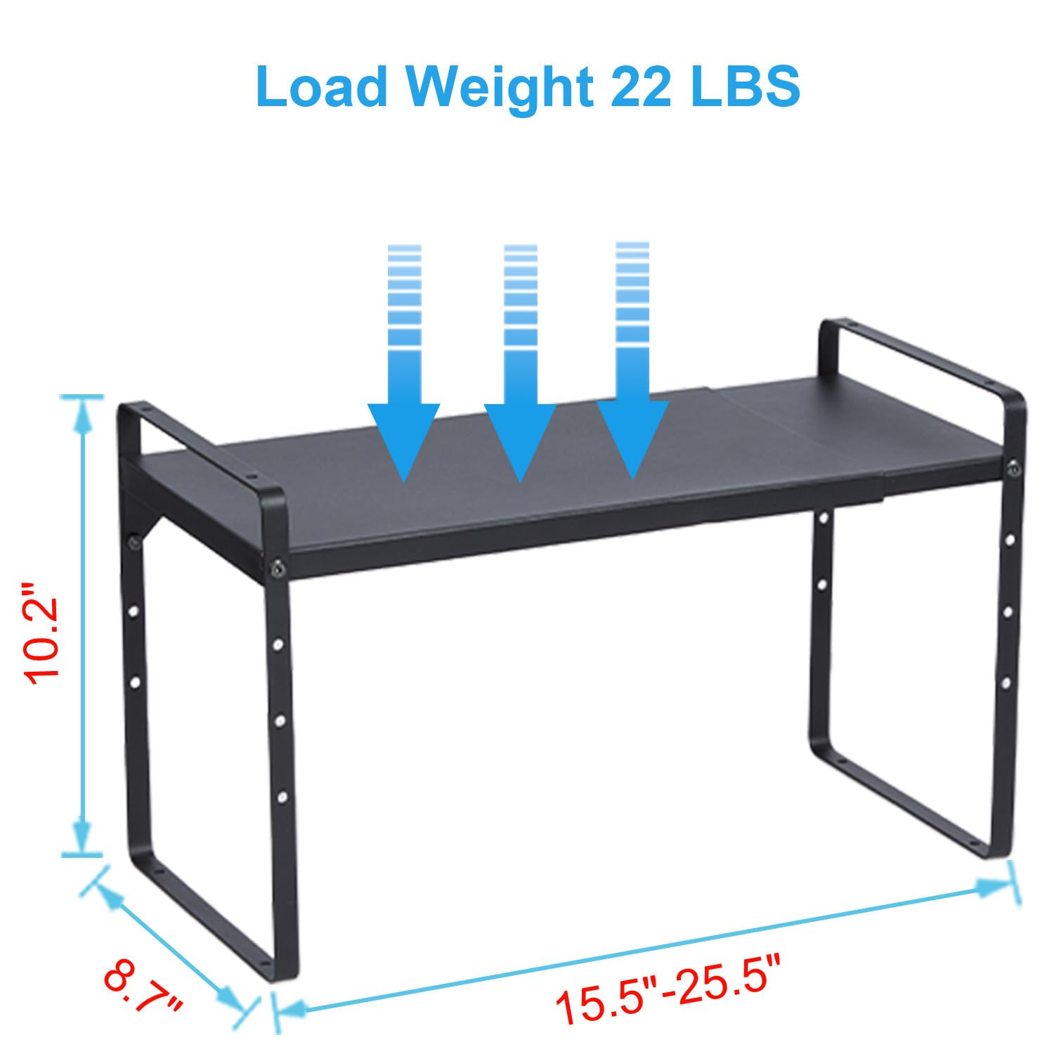 2 Pack Expandable Kitchen Cabinet Organizer Shelf, Stackable Kitchen Counter Storage Shelves Organizers, Adjustable Small Storage Shelf Rack Stand Riser For Mug Coffee Cup Dish Plate, Length: 25.5โ