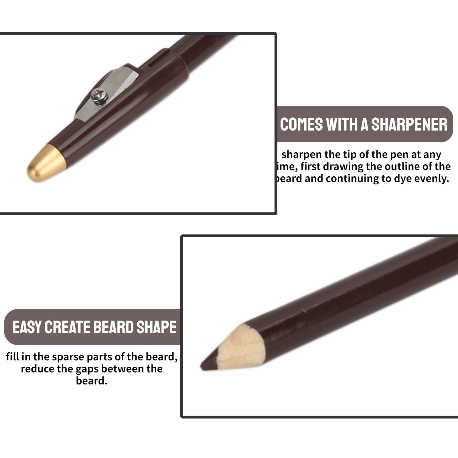 Barber Pencil, Beard Pencil Filler for Men, Barber Pencil for Lineup, Household Beard Pencil Liner, Long Lasting Repair Shape Beard Pen Water/Sweat Proof beard filler Shaping Styling Tool(black)