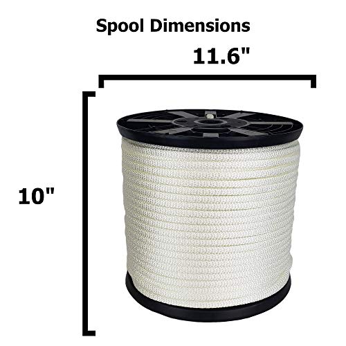 3/8 inch Knotrite Nylon Rope - 500 Foot Spool | 100% Nylon - Solid Braid - Dyeable - Industrial Grade - High UV and Abrasion Resistance