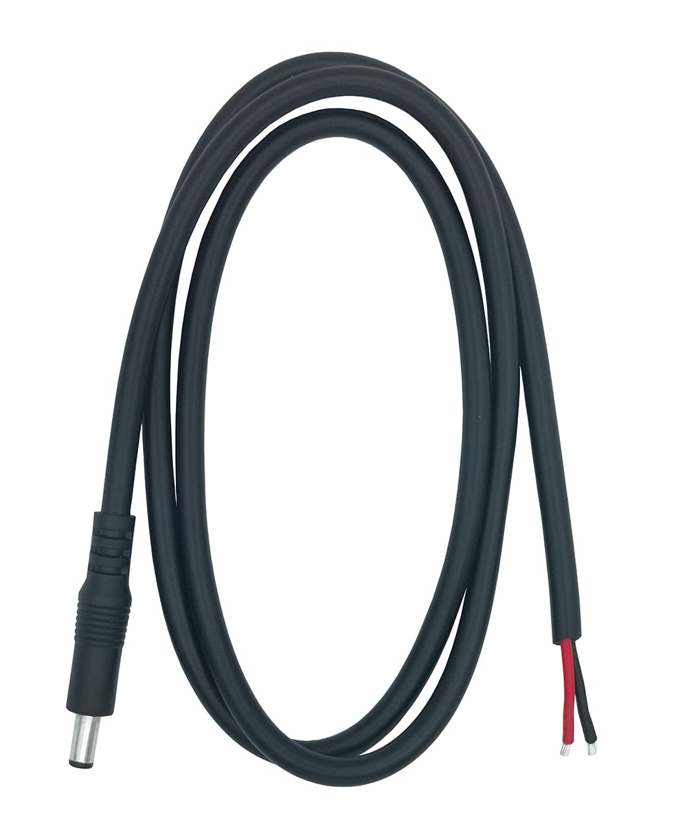 3FT 12V DC Power Cable 5.5mm x 2.1mm Male Plug to Bare Wire Open End, 16AWG 24V DC Power Supply Repair Cable for CCTV Security Camera LED Strip Light