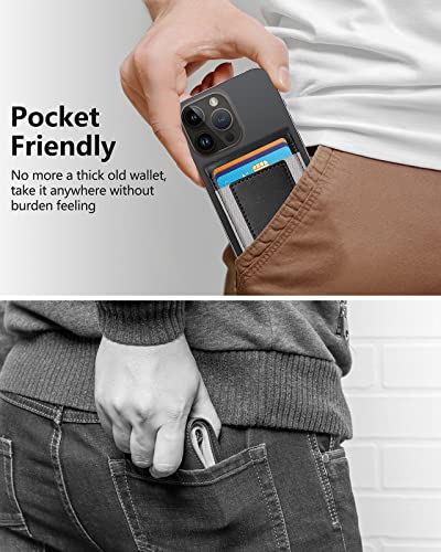 2-in-1 Magsafe Wallet, Up-grade with iPhone Wallet and Adjustable Stand, Open ID Window, Magnetic Wallet for iPhone 15/14 Pro Max/14 Pro/14/14 Plus/13/12 Series, 9 Cards Holder, Vegan Leather, Black