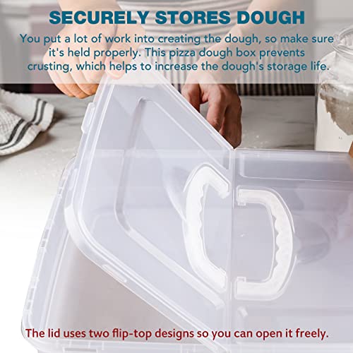 2 PCS Dough Trays for Pizza, Commercial Pizza Dough Proofing Box, BPA FREE,Durable Pizza Storage Container, 14" x 10.3" Large Capacity Pizza Dough Containers, Home Pizza Dough Trays with Handles