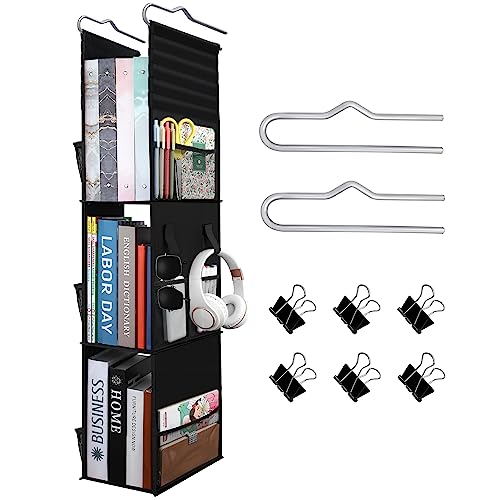 Annecy Locker Organizer for School, Work, Gym, and Closet, 3 Shelf Hanging Locker Accessories for Girls Boys, Adjustable School Locker Shelf from 3 to 2 Shelves, Black