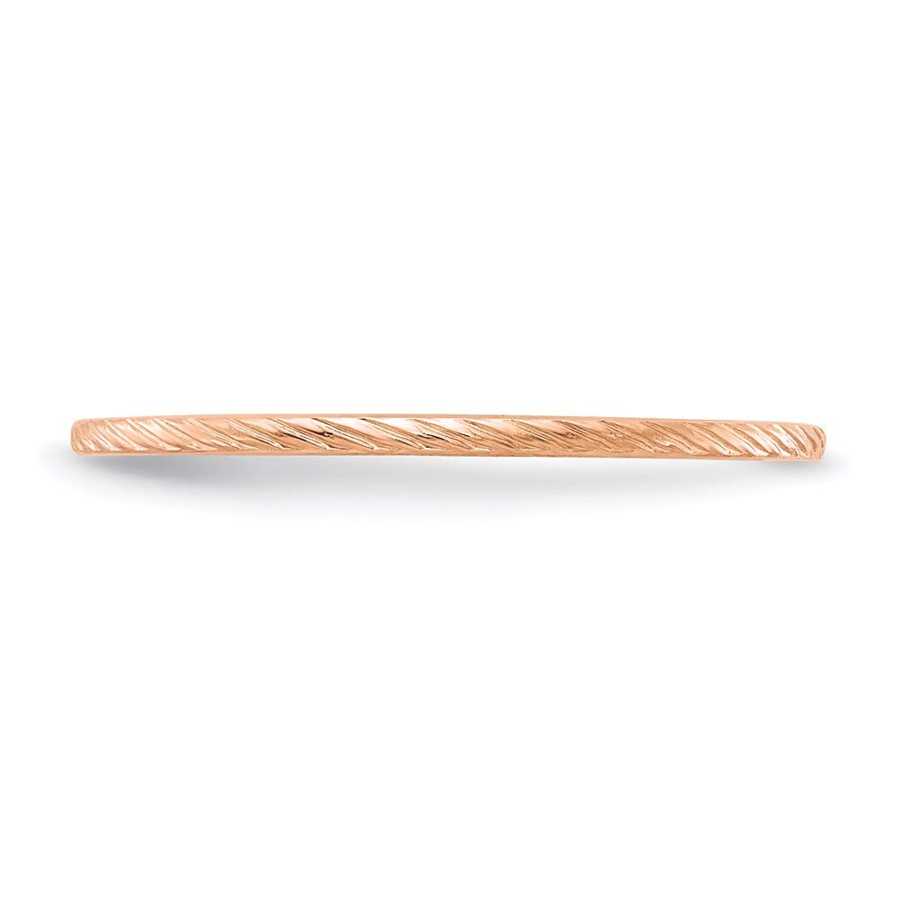 14K Rose Gold 1.2mm Twisted Wire Pattern Stackable Band Size 8.5 QSTK22-120R-8.5