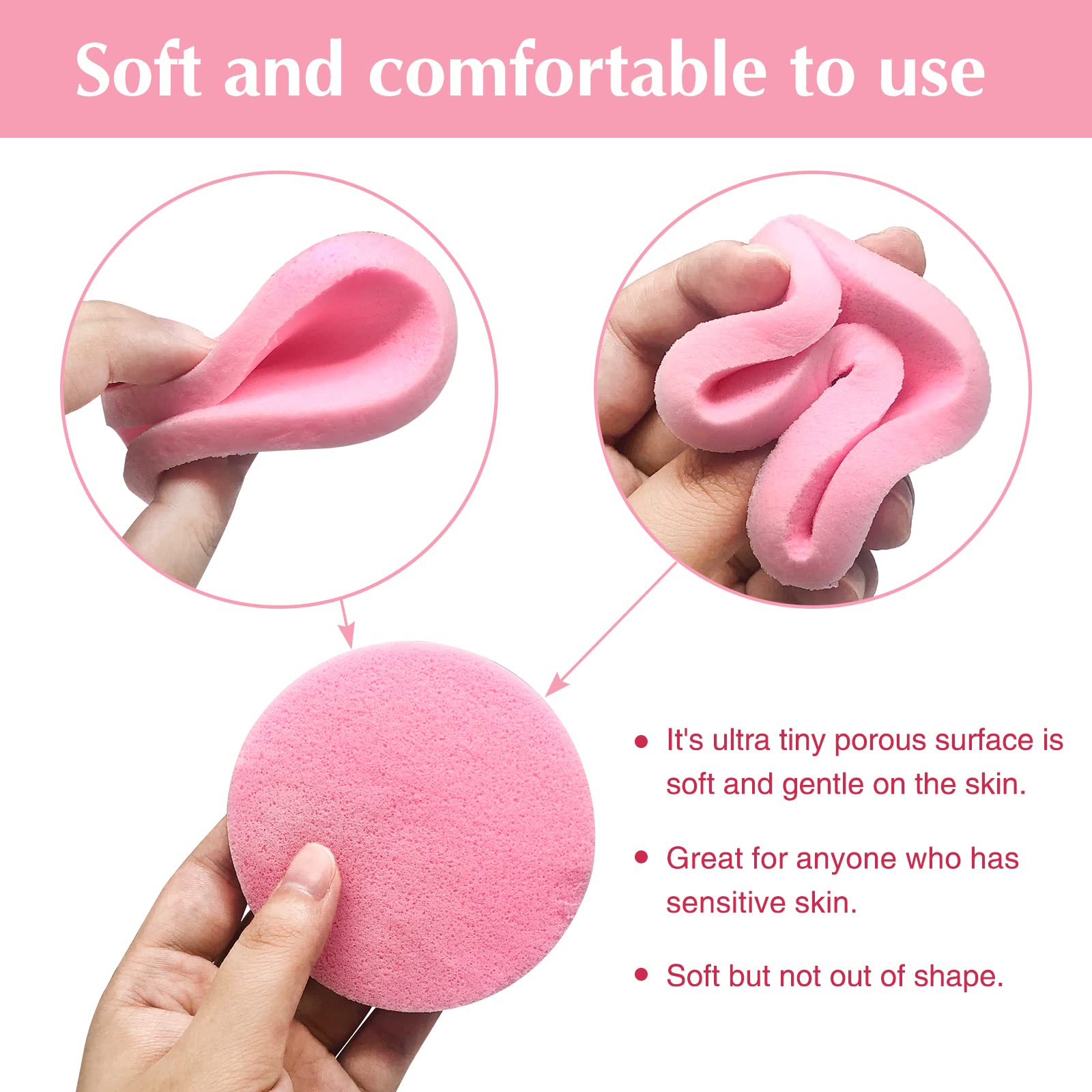 120 Pcs Facial Sponge Compressed,Face Cleansing Sponge Makeup Removal Sponge Pad,Exfoliating Wash Round Sponge for Women,Girls(Pink,Yellow)