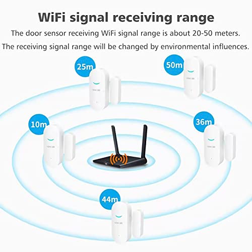3 Pack WiFi Door Sensor Detector, Smart Wireless Window Sensor Real-time Alarm Compatible with Alexa Google Assistant, Home Security Door Open Contact Sensor for Bussiness Burglar Alert